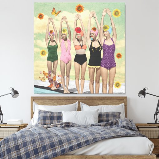 Synchronized Swimming Retro Collage Canvas Print | Zazzle