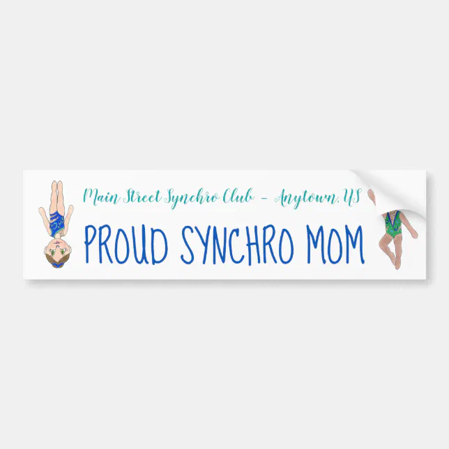 Synchronized Swimming Swim Team Proud Synchro Mom Bumper Sticker | Zazzle