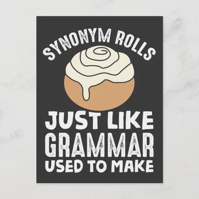 Synonym Rolls Meme English Grammar Teacher Pun Postcard | Zazzle
