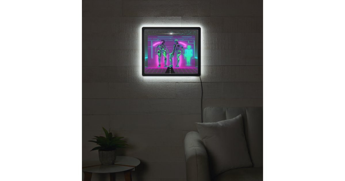 Synthwave Neon Robotic Graphic LED Sign | Zazzle
