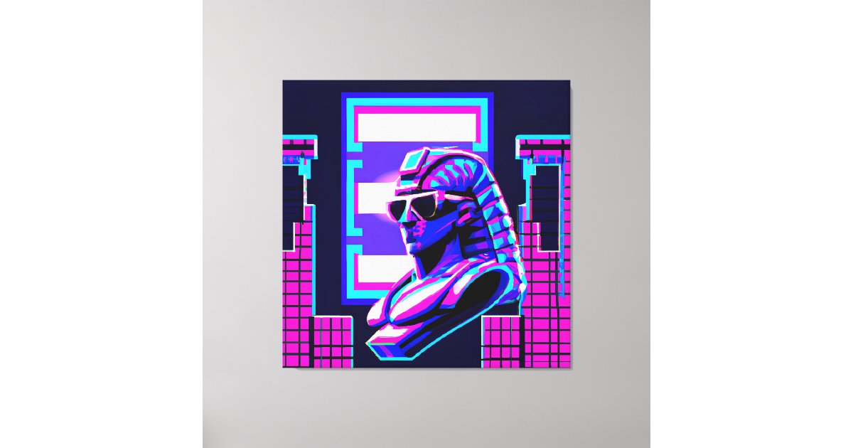 Synthwave Pharaoh Canvas Print | Zazzle