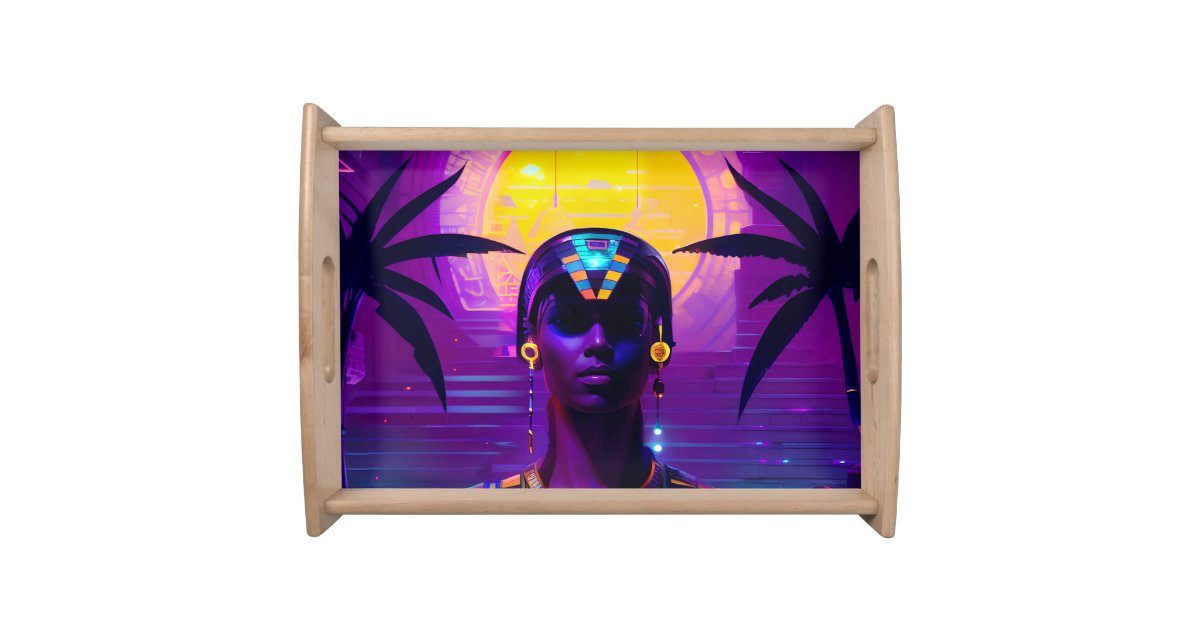 Synthwave Pharaoh Serving Tray | Zazzle