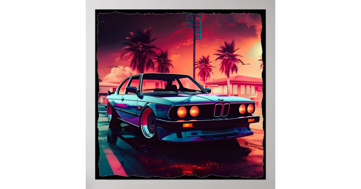 Synthwave Trends - BMW Classics AI-Generated Art - Poster | Zazzle