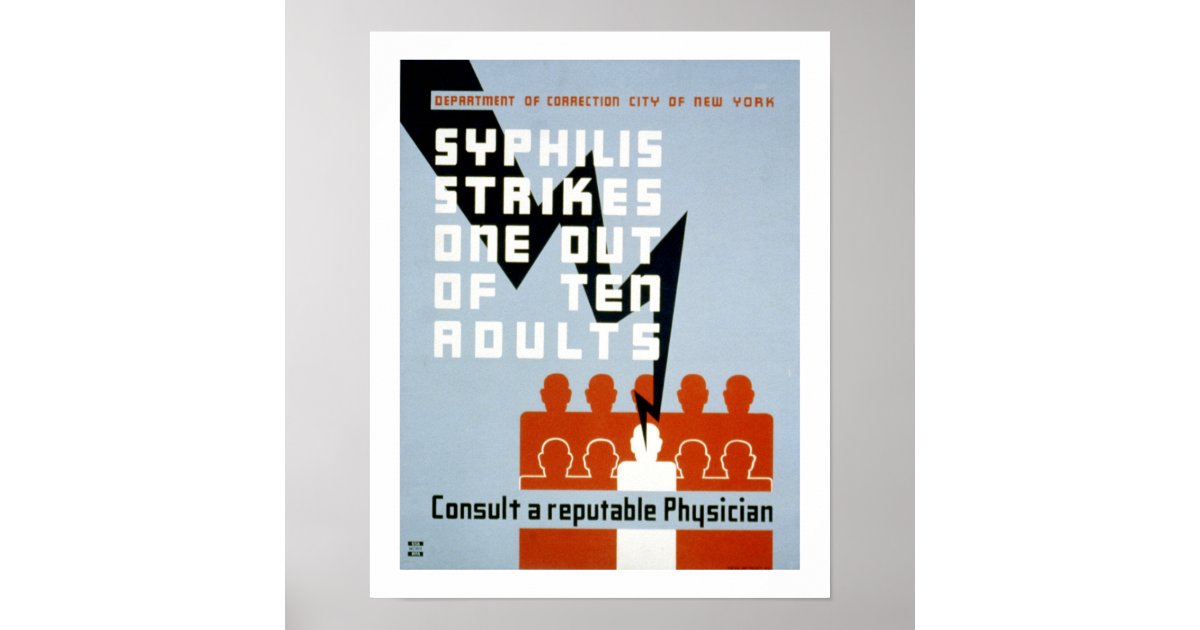 Syphilis Strikes (white) Poster | Zazzle