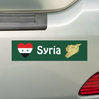 Syria Flag Heart + Map Bumper Sticker | Zazzle