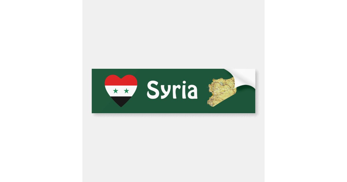 Syria Flag Heart + Map Bumper Sticker | Zazzle