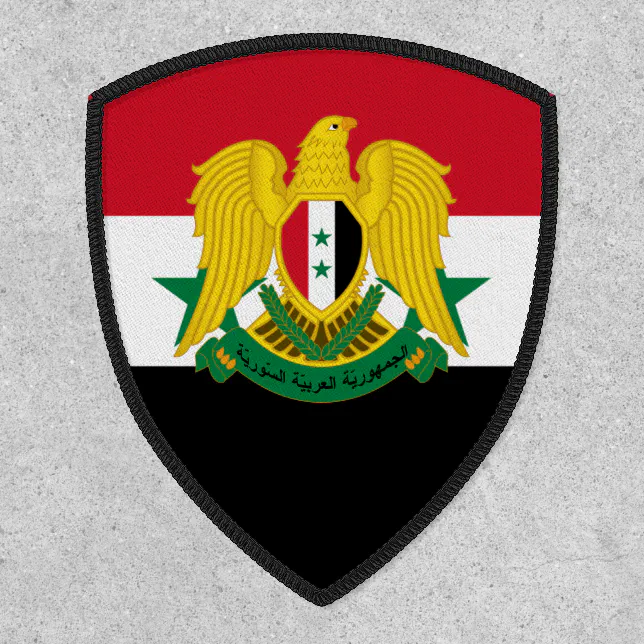 Syrian Flag And Coat Of Arms Flag Of Syria Patch Zazzle