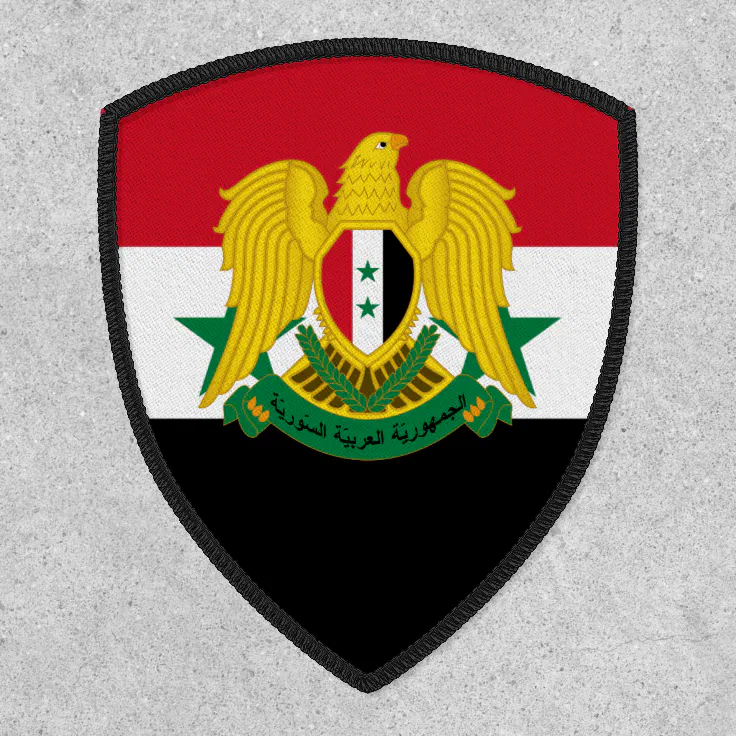 Syrian Flag And Coat Of Arms Flag Of Syria Patch Zazzle