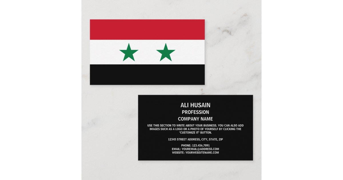 Syrian Flag, Flag of Syria Business Card | Zazzle