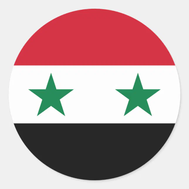Syrian Flag, Flag of Syria Classic Round Sticker | Zazzle