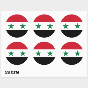 Syrian Flag, Flag of Syria Classic Round Sticker | Zazzle