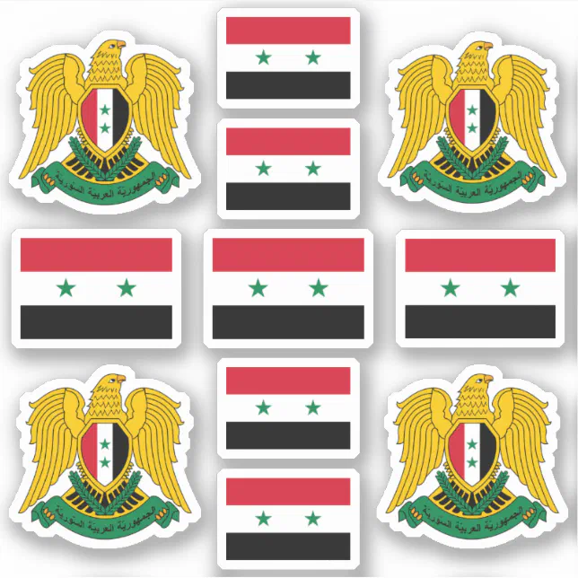 Syrian national symbols /emblem and flag sticker | Zazzle
