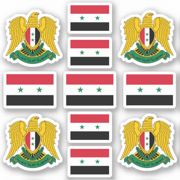 Syrian national symbols /emblem and flag sticker | Zazzle