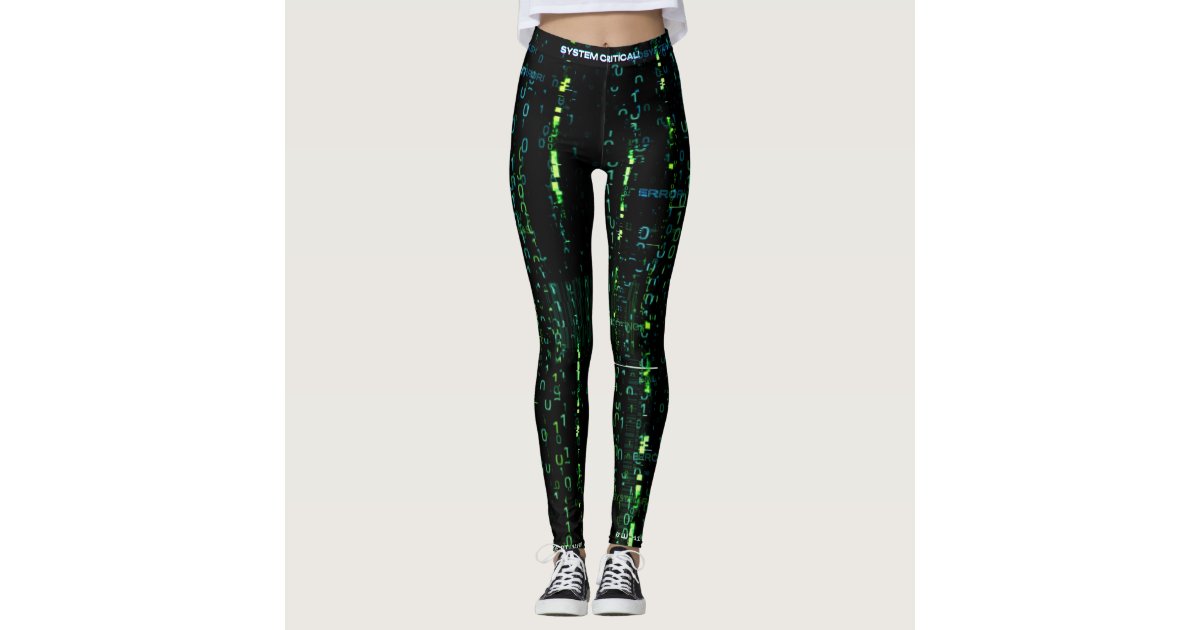 System Error Cyberpunk Code Matrix Leggings | Zazzle
