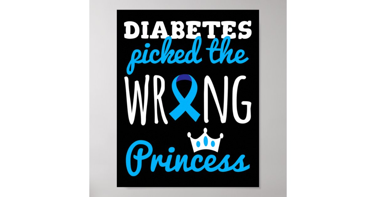 T1d Awareness Princess Girls Diabetic Blue Ribbon Poster | Zazzle