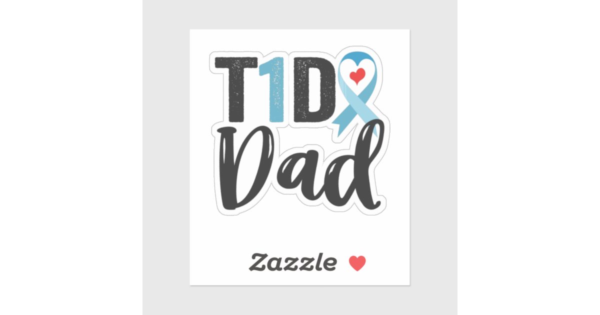 T1D dad Diabetes Awareness blue Ribbon Family Gift Sticker | Zazzle