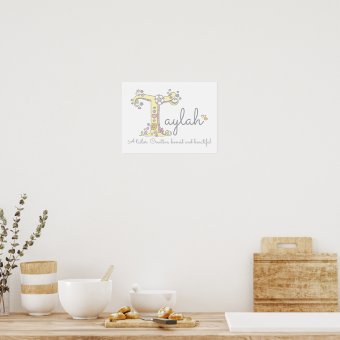 T for Taylah monogram letter art name meaning Poster | Zazzle