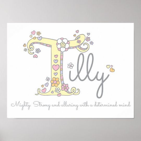 T for Tilly monogram letter art name meaning Poster | Zazzle.com
