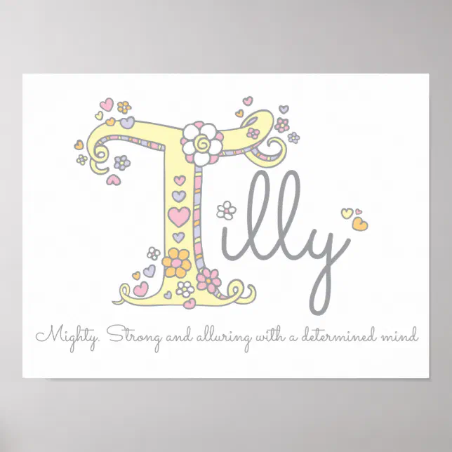 T for Tilly monogram letter art name meaning Poster | Zazzle