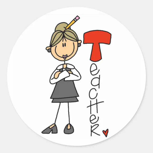 T is for Teacher Classic Round Sticker | Zazzle