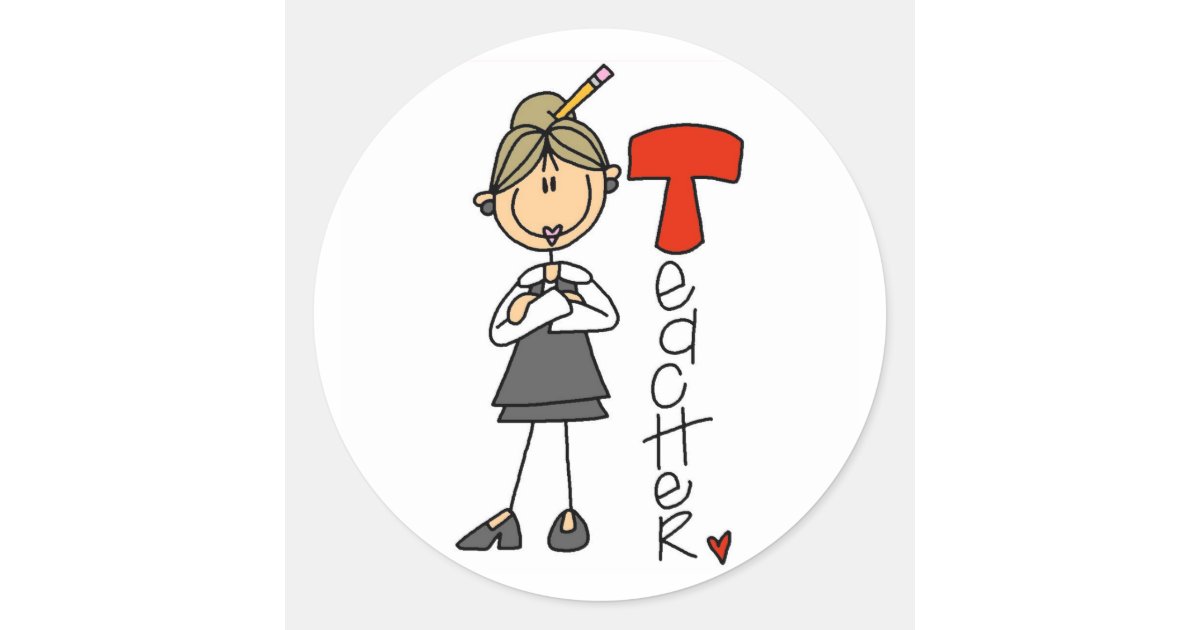T is for Teacher Classic Round Sticker | Zazzle