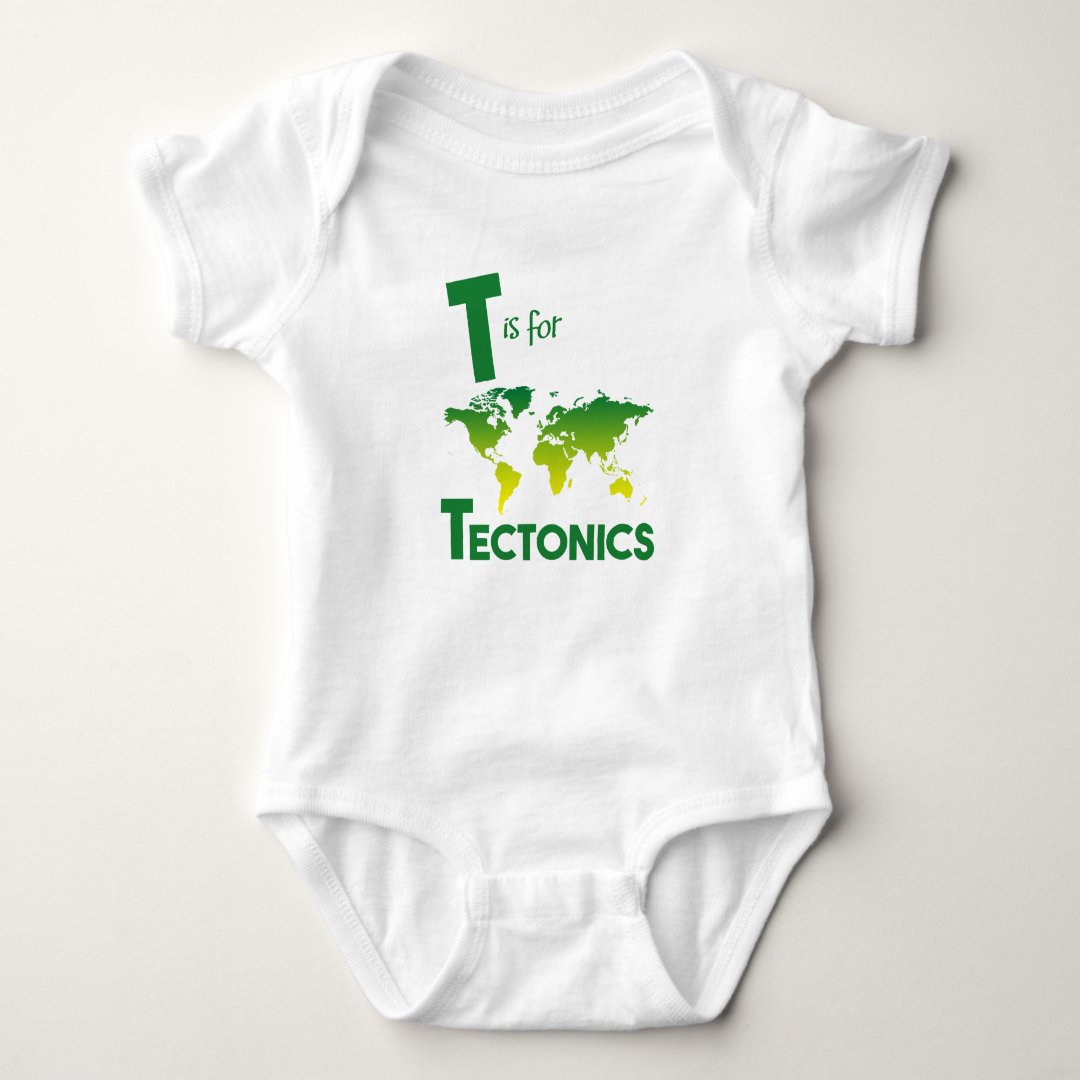 T is for Tectonics Cute Geology & Science Design Baby Bodysuit | Zazzle