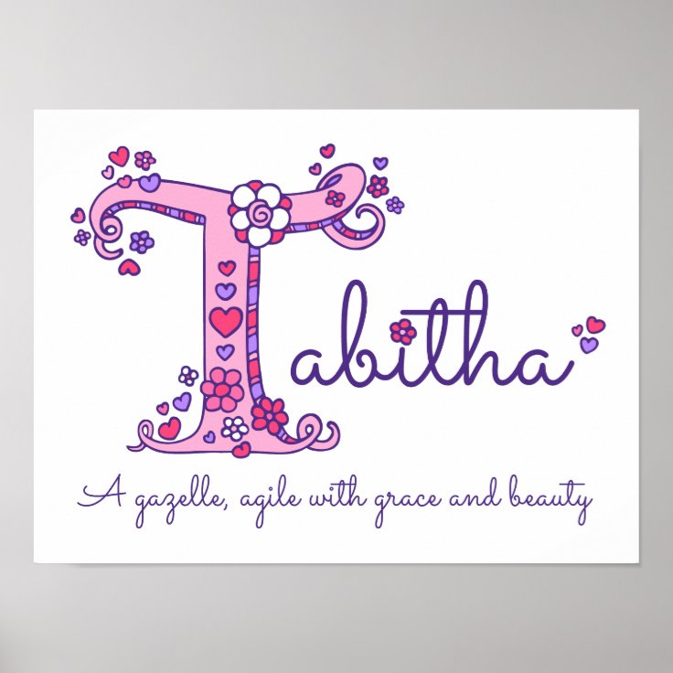 T monogram art Tabitha girls name meaning poster | Zazzle
