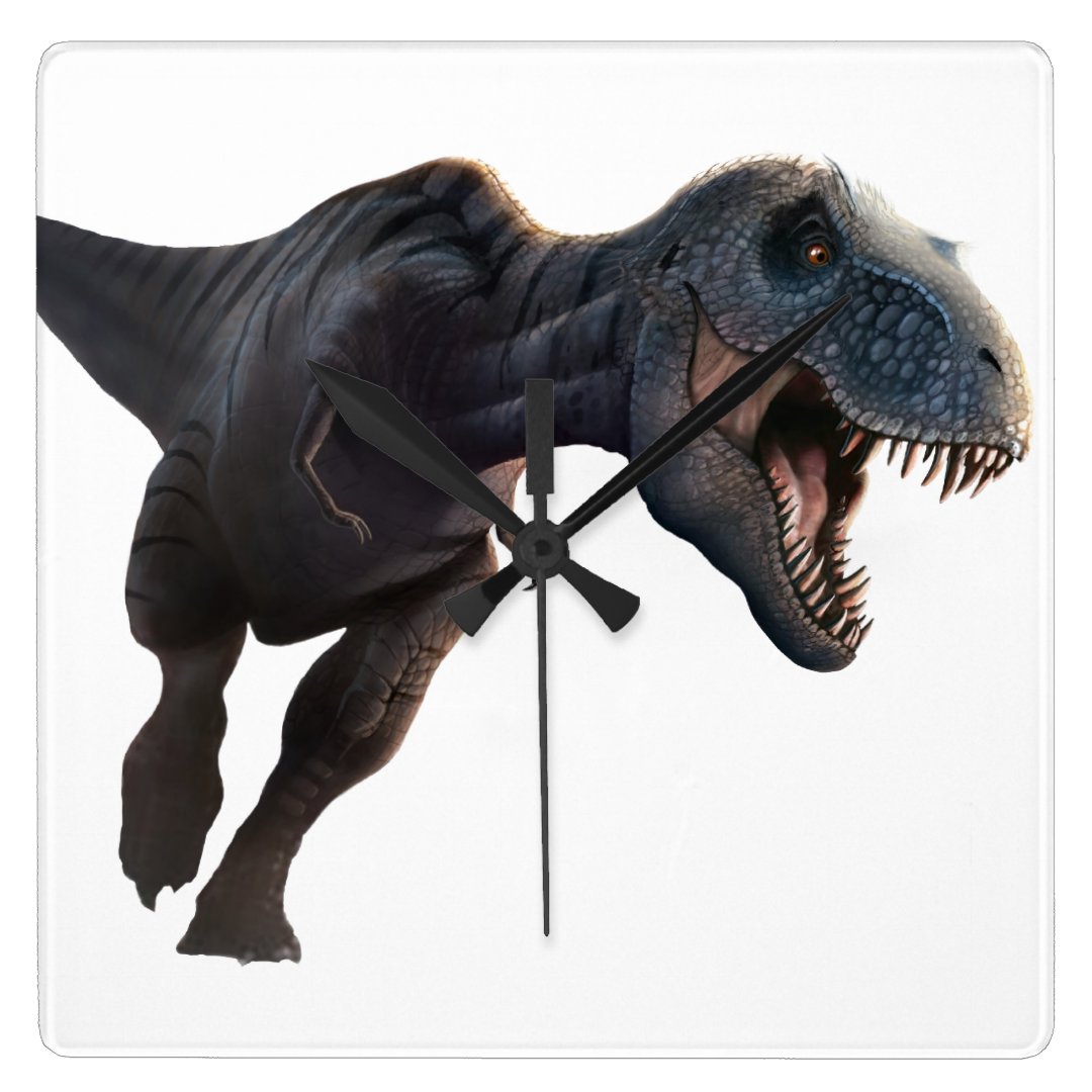 T Rex 2 Square Wall Clock | Zazzle