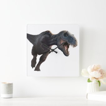 T Rex 2 Square Wall Clock | Zazzle