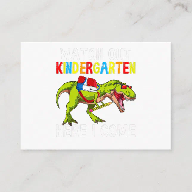 T Rex Back To School Kids Watch Out Kindergarten H Enclosure Card | Zazzle