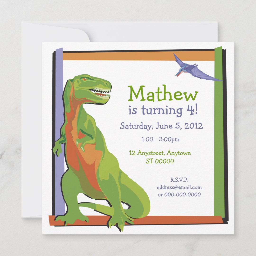 T-REX Birthday Invitation | Zazzle