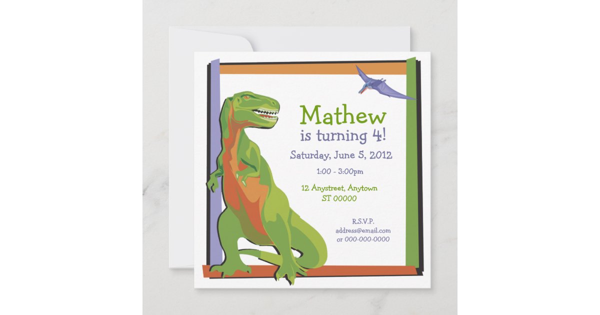 T-REX Birthday Invitation | Zazzle