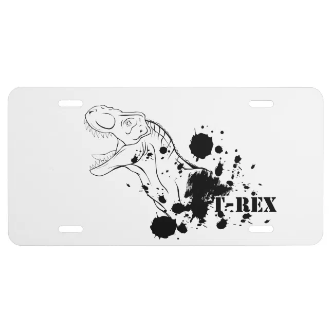 T-Rex (Black and White) License Plate | Zazzle