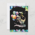 T-Rex Dinosaur Balloons Paint Splash Birthday Thank You Card | Zazzle