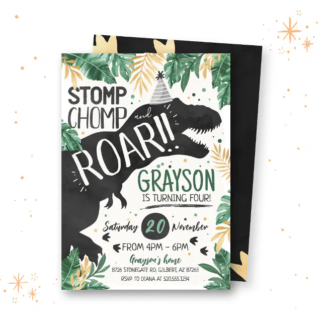 T-Rex Dinosaur Birthday Invitation | Zazzle