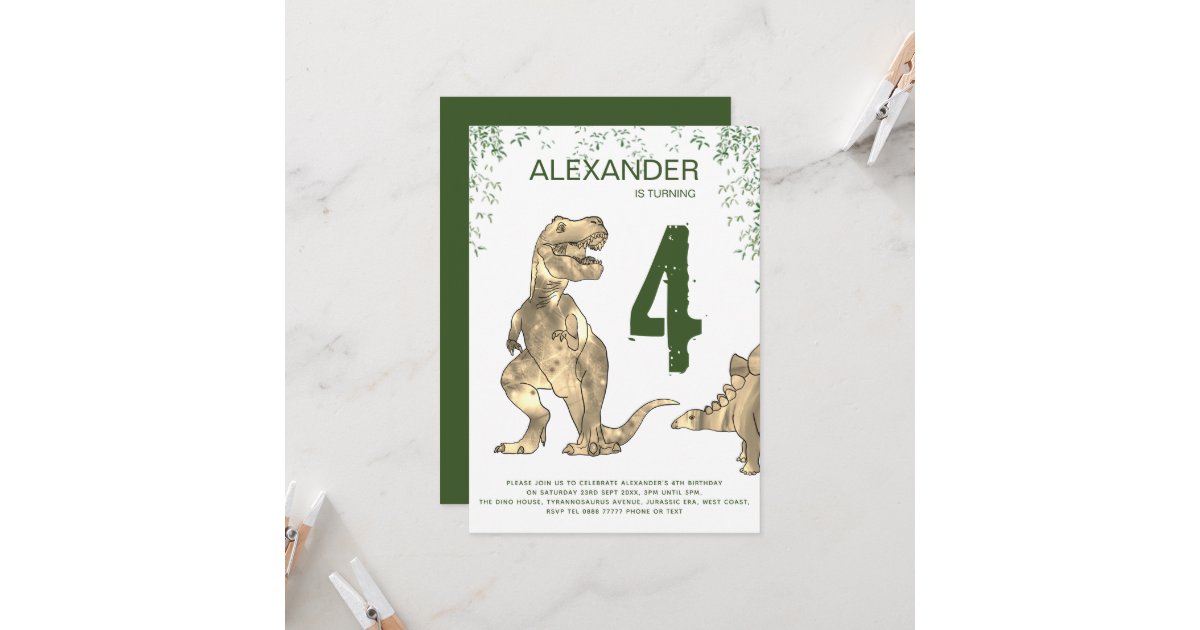 T Rex Dinosaur Birthday Party Invitation | Zazzle
