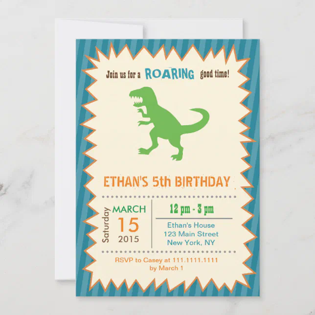 T Rex Dinosaur Birthday Party Invitations | Zazzle