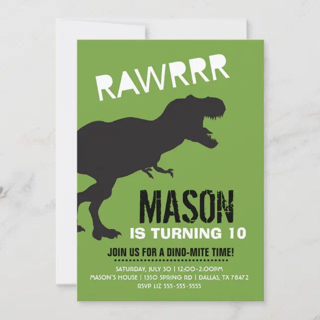 T Rex Dinosaur Birthday Party Invitations | Zazzle
