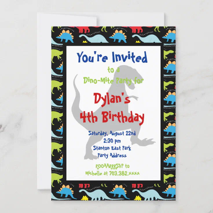 T Rex Dinosaur Birthday Party Invitations | Zazzle