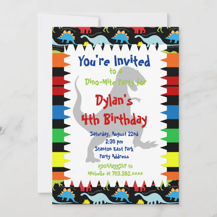 T Rex Dinosaur Birthday Party Invitations | Zazzle