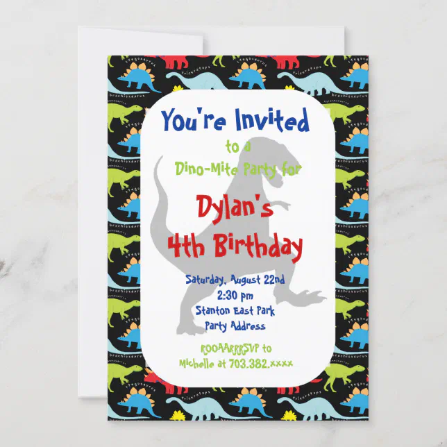T Rex Dinosaur Birthday Party Invitations | Zazzle