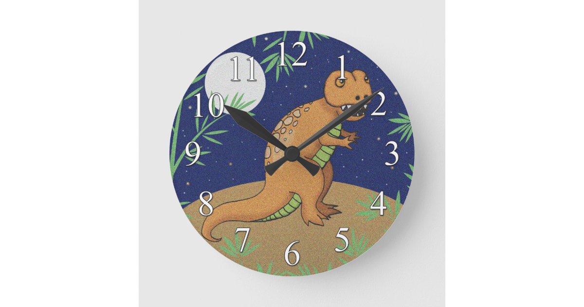 T-Rex Dinosaur Boys Wall Clock | Zazzle