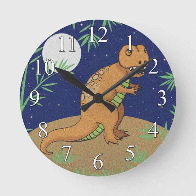 T-Rex Dinosaur Boys Wall Clock | Zazzle