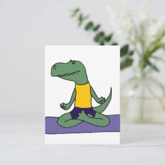 T-Rex Dinosaur Doing Yoga Postcard | Zazzle
