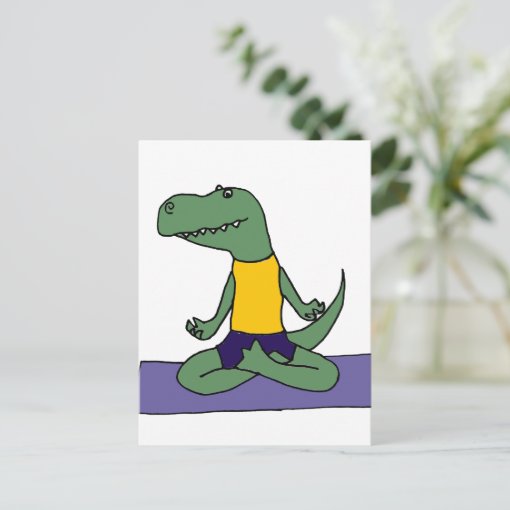 T-Rex Dinosaur Doing Yoga Postcard | Zazzle