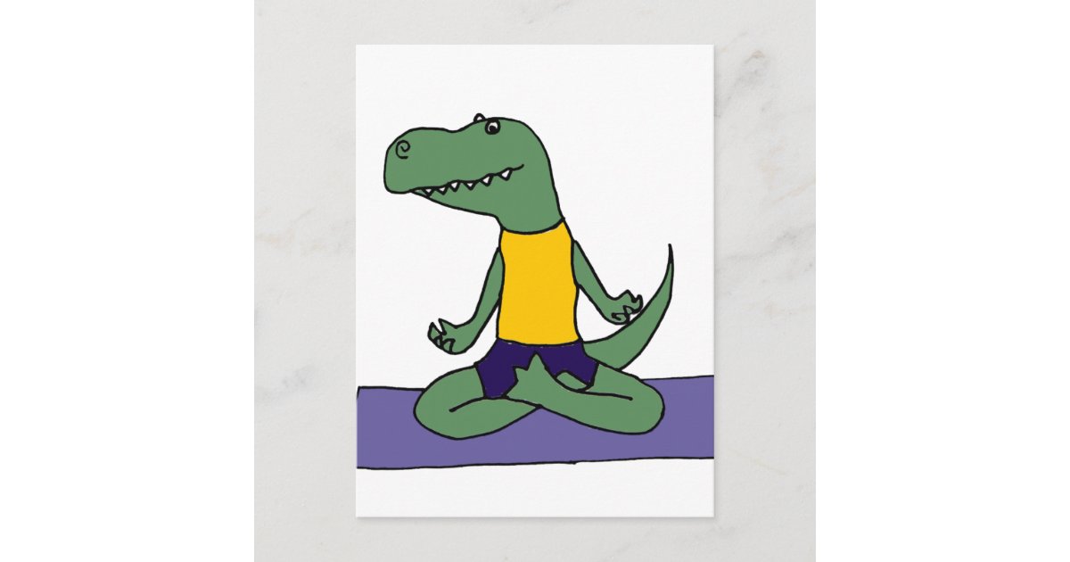 T-Rex Dinosaur Doing Yoga Postcard | Zazzle