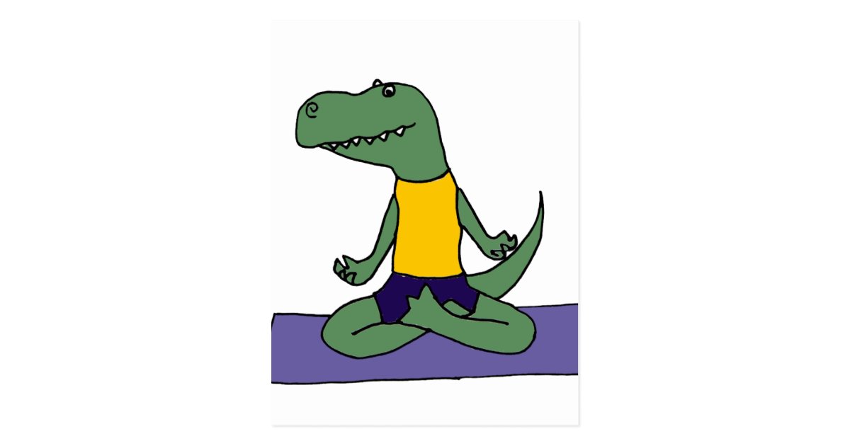 T-Rex Dinosaur Doing Yoga Postcard | Zazzle.com