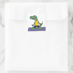 T-Rex Dinosaur Doing Yoga Square Sticker | Zazzle