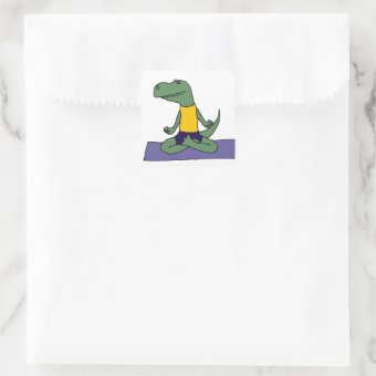 T-Rex Dinosaur Doing Yoga Square Sticker | Zazzle