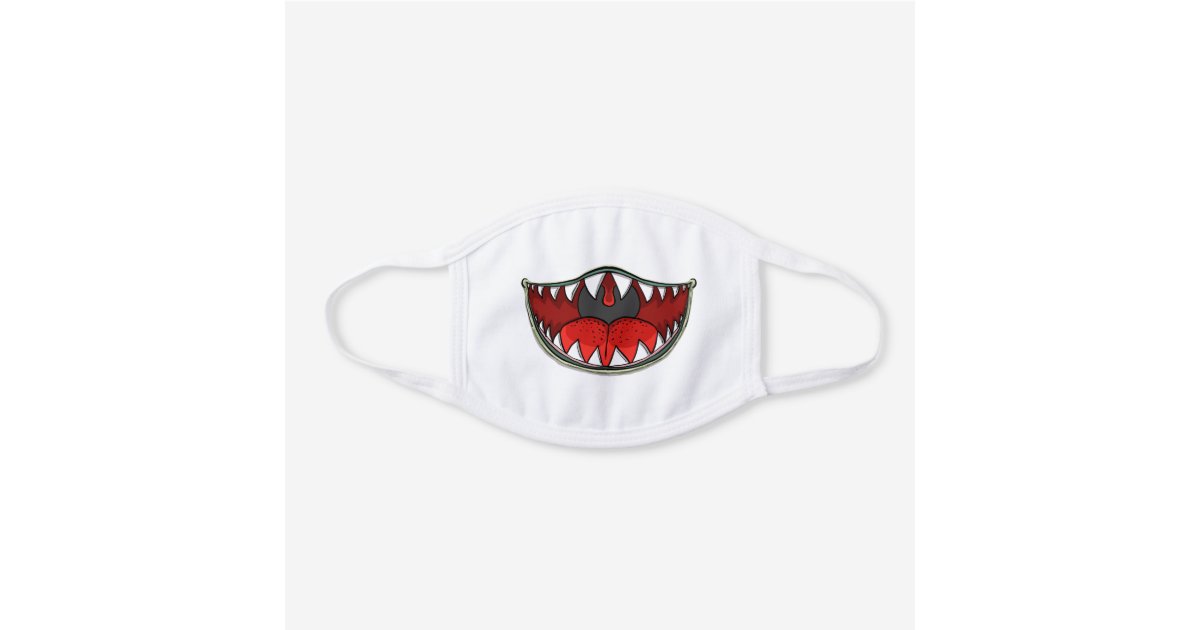 T-rex Dinosaur Mouth Kids Cartoon White Cotton Face Mask | Zazzle